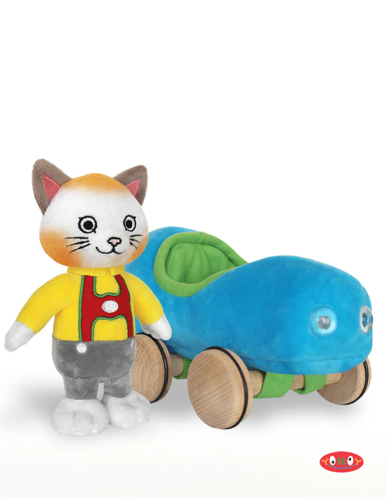 Huckle Cat Soft Toy with Blue Car – Wicked Good Books | Silly Bunny